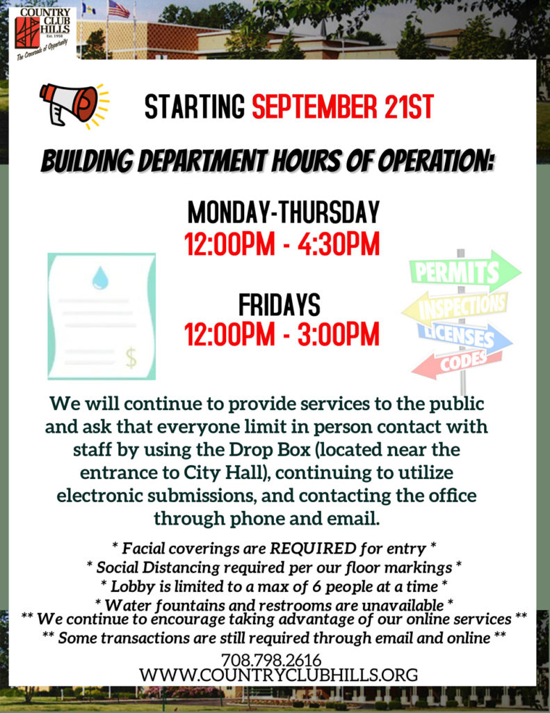 New Hours of Operation for the Building Dept | Welcome to the City of ...